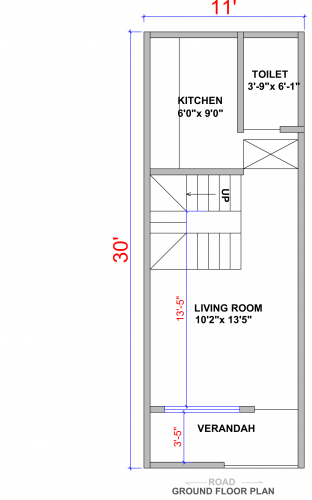 11x30 House plan, 330 SqFt | 2 BHK House Design | 2 Storey Plan