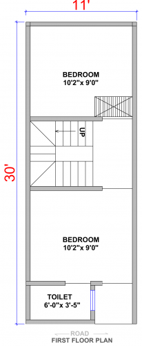 11x30 House plan, 330 SqFt | 2 BHK House Design | 2 Storey Plan