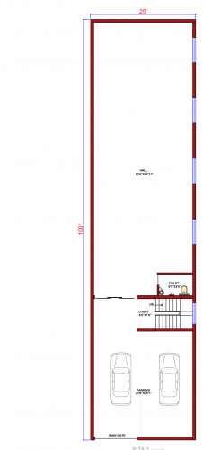 25*100 House plan, 2500 SqFt Floor Plan triplex Home Design- 3811