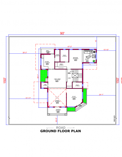 45x50 House plan, 2250 SqFt | 3 BHK House Design | 2 Storey Plan
