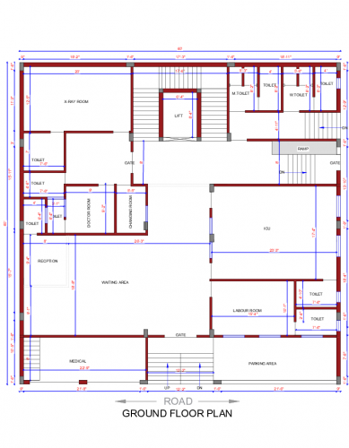 60*60 House plan, 3600 SqFt Floor Plan triplex Home Design- 8467
