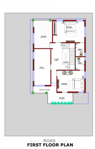 30*47 House plan, 1410 SqFt Floor Plan duplex Home Design- 2776