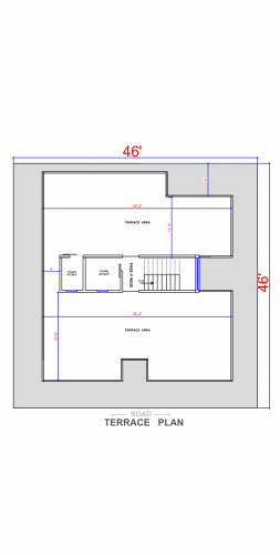 45*45 House plan, 2025 SqFt Floor Plan triplex Home Design- 3034