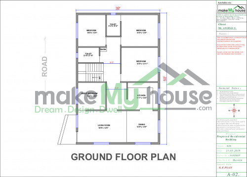 50*32 House plan, 1600 SqFt Floor Plan singlex Home Design- 980