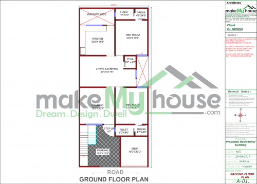 26*60 House plan, 1560 SqFt Floor Plan singlex Home Design- 3040