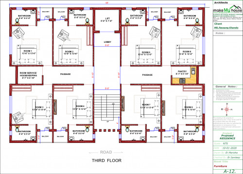 65*45 House plan, 2925 SqFt Floor Plan multistorey Home Design- 3727