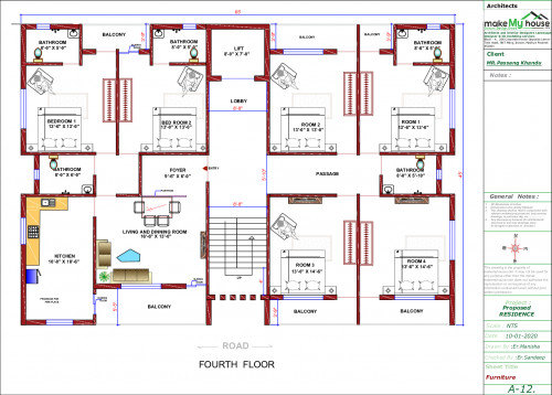 65*45 House plan, 2925 SqFt Floor Plan multistorey Home Design- 3727