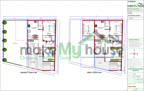 50*51 House plan, 2550 SqFt Floor Plan duplex Home Design- 5790