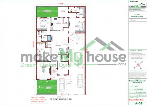 46*82 House plan, 3772 SqFt Floor Plan singlex Home Design- 8170