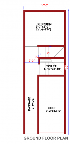 10*30 House plan, 300 SqFt Floor Plan triplex Home Design- 3024