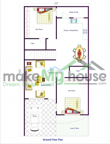 Buy 25x50 House Plan | 25 by 50 Elevation Design | Plot Area Naksha