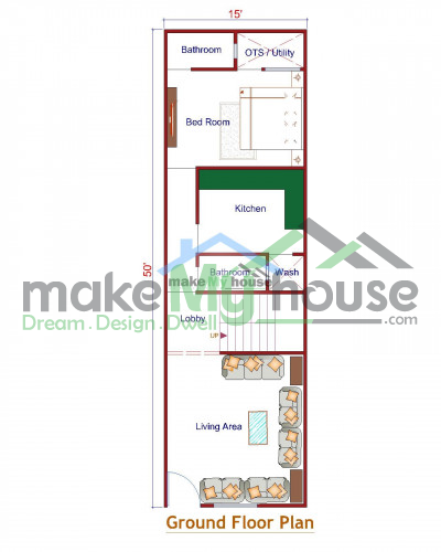Buy 15x50 House Plan | 15 by 50 Elevation Design | Plot Area Naksha