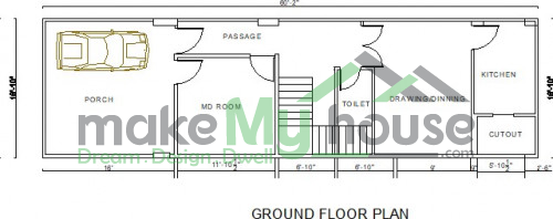 Buy 17x60 House Plan | 17 by 60 Elevation Design | Plot Area Naksha