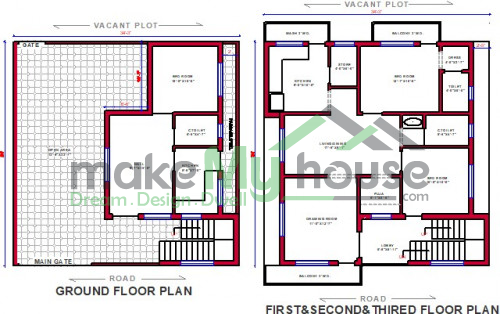Buy 34x34 House Plan | 34 by 34 Elevation Design | Plot Area Naksha