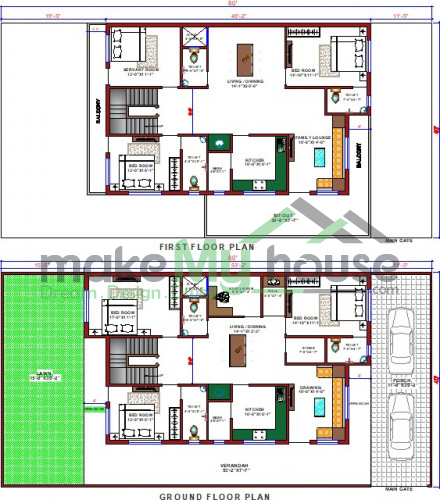 Buy 80x40 House Plan | 80 by 40 Elevation Design | Plot Area Naksha