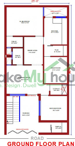 Buy 25x50 House Plan | 25 by 50 Elevation Design | Plot Area Naksha