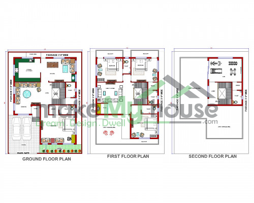 Buy 40x55 House Plan | 40 by 55 Elevation Design | Plot Area Naksha