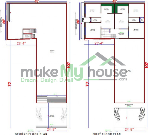 Buy 40x100 House Plan | 40 by 100 Elevation Design | Plot Area Naksha