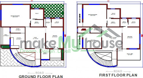Buy 45x45 House Plan | 45 by 45 Elevation Design | Plot Area Naksha