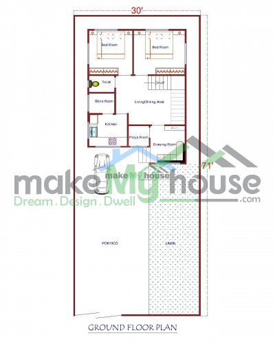 Buy 30x70 House Plan | 30 by 70 Elevation Design | Plot Area Naksha