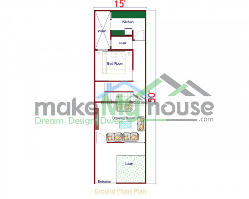 Buy 15x50 House Plan | 15 by 50 Elevation Design | Plot Area Naksha