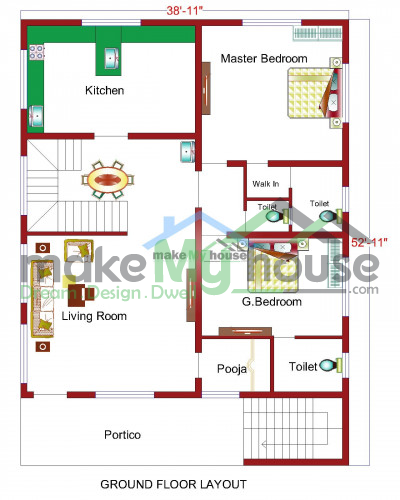 Buy 40x50 House Plan | 40 by 50 Elevation Design | Plot Area Naksha
