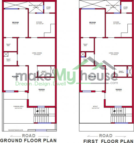 Buy 25x60 House Plan | 25 by 60 Elevation Design | Plot Area Naksha