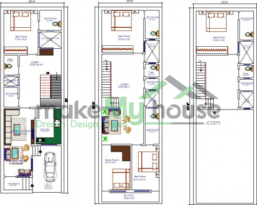Buy 20x60 House Plan | 20 by 60 Elevation Design | Plot Area Naksha