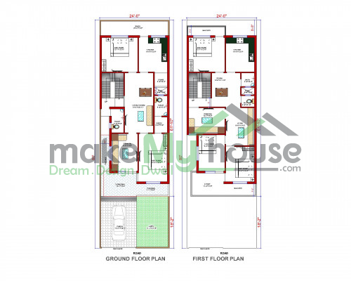 Buy 25x60 House Plan | 25 by 60 Elevation Design | Plot Area Naksha