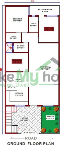 Buy 30x70 House Plan | 30 by 70 Elevation Design | Plot Area Naksha