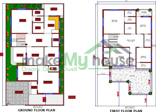 Buy 40x70 House Plan | 40 by 70 Elevation Design | Plot Area Naksha