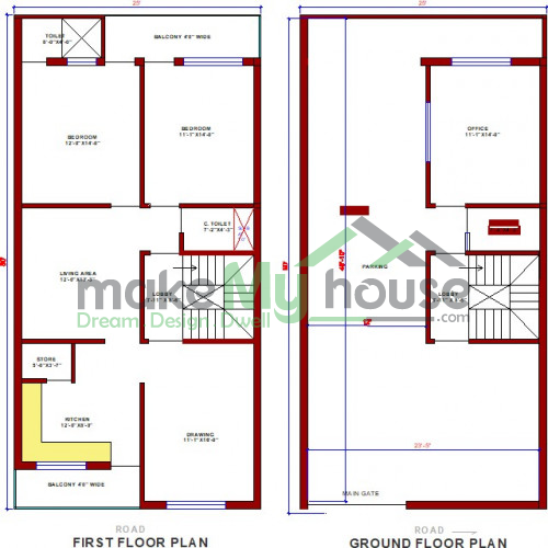 Buy 25x50 House Plan | 25 by 50 Elevation Design | Plot Area Naksha