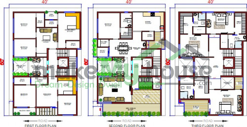 Buy 40x60 House Plan | 40 by 60 Elevation Design | Plot Area Naksha