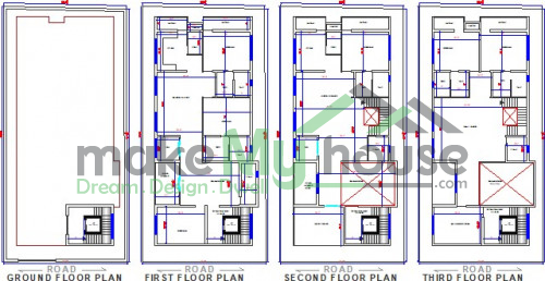 Buy 40x80 House Plan | 40 by 80 Elevation Design | Plot Area Naksha