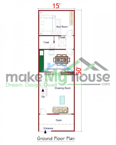 Buy 15x50 House Plan | 15 by 50 Elevation Design | Plot Area Naksha