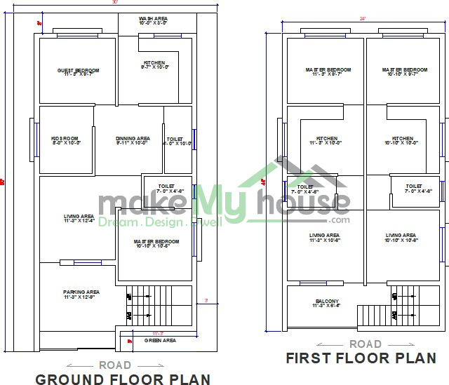 Buy 30x50 House Plan | 30 by 50 Elevation Design | Plot Area Naksha