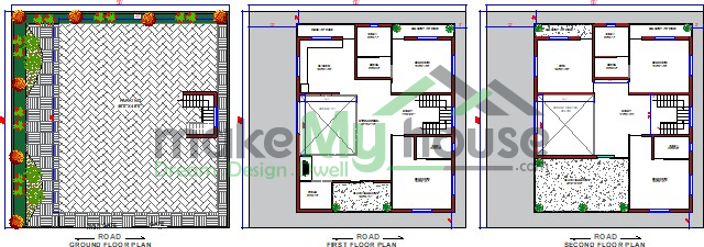 Buy 55x55 House Plan | 55 by 55 Elevation Design | Plot Area Naksha