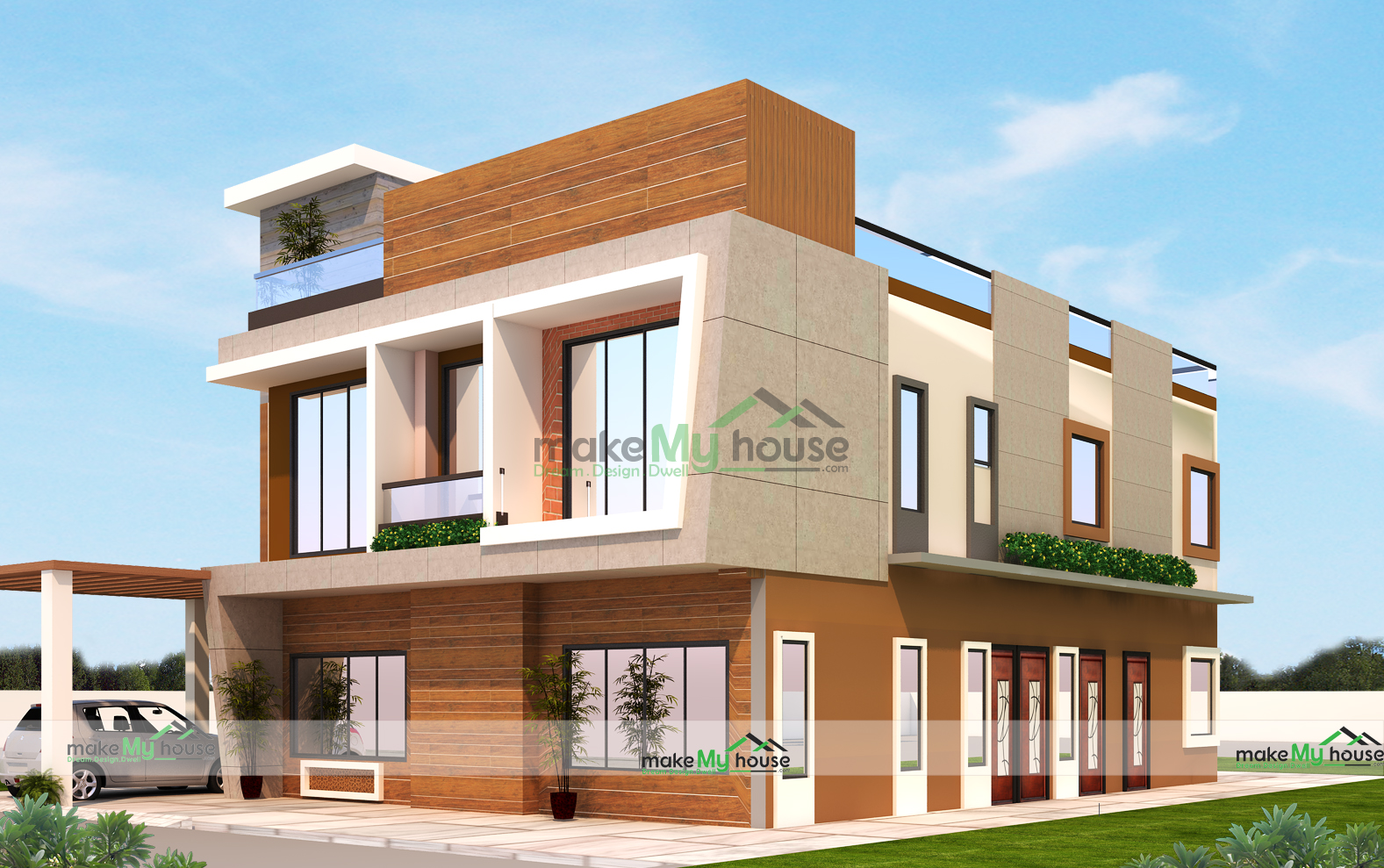 Buy 45x50 House Plan | 45 by 50 Elevation Design | 2250Sqrft Home Naksha