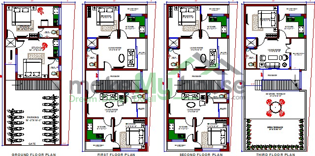 Buy 20x50 House Plan | 20 by 50 Elevation Design | Plot Area Naksha